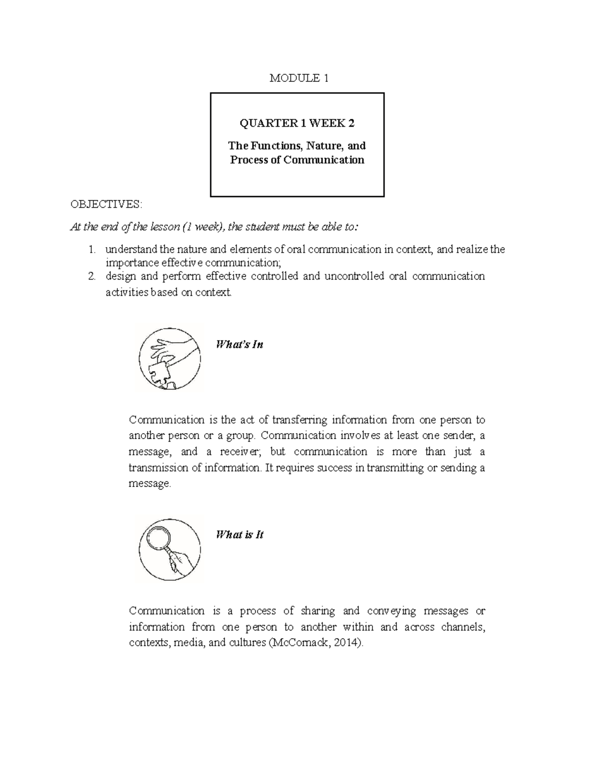 Module prelim - MODULE 1 QUARTER 1 WEEK 2 The Functions, Nature, and ...