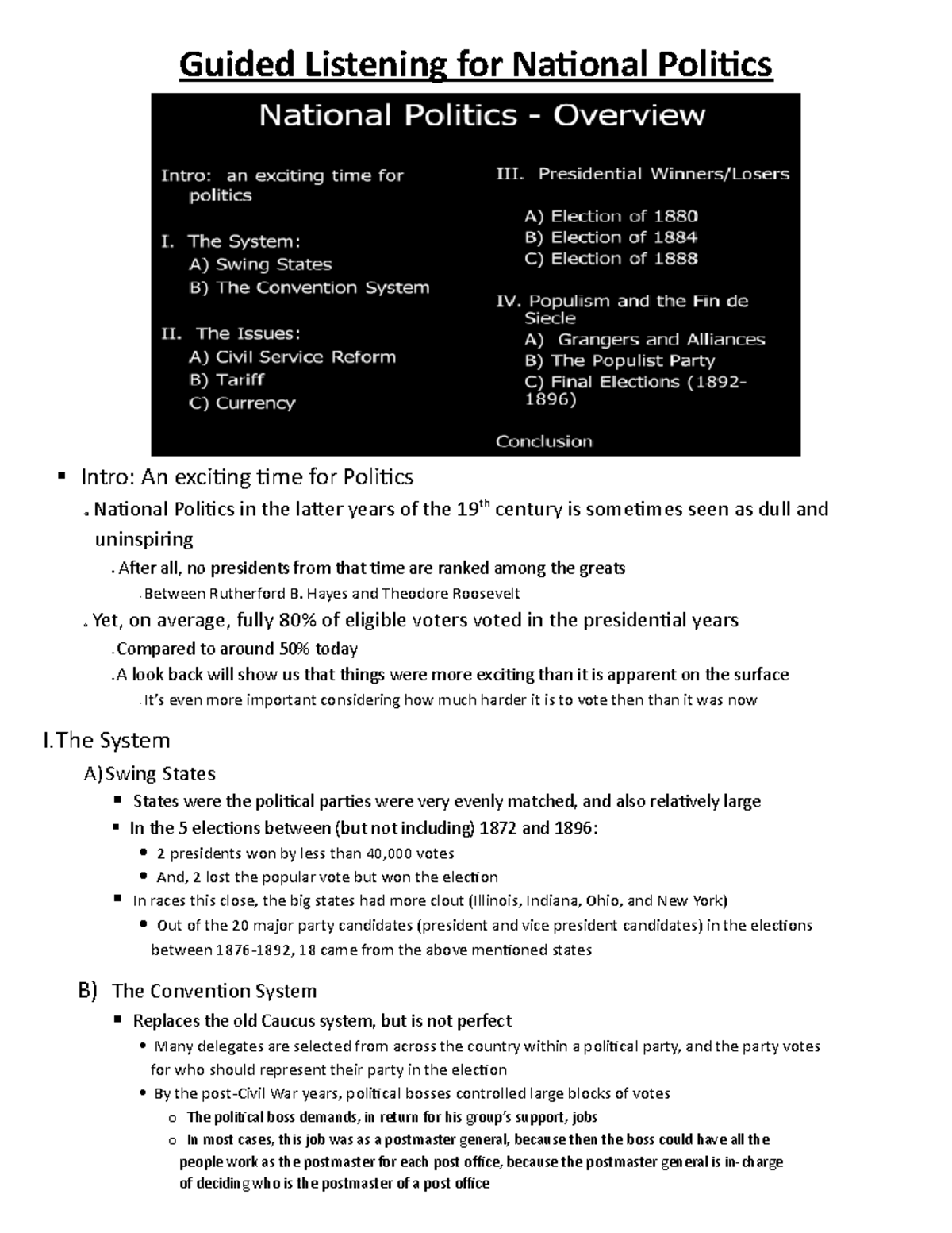 Guided Listening for National Politics - Hayes and Theodore Roosevelt o ...
