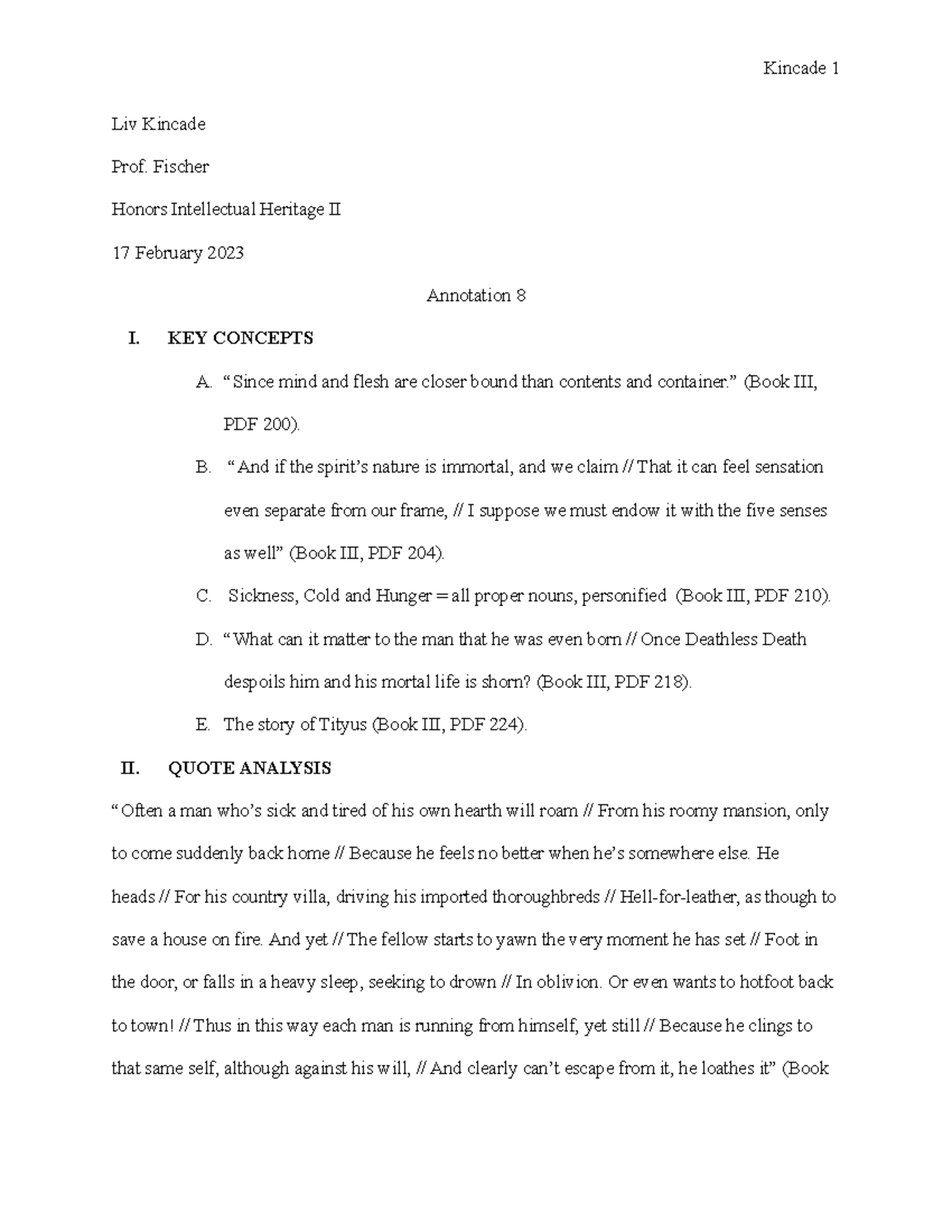 Annotation 8 IH II - Kincade 1 Liv Kincade Prof. Fischer Honors ...