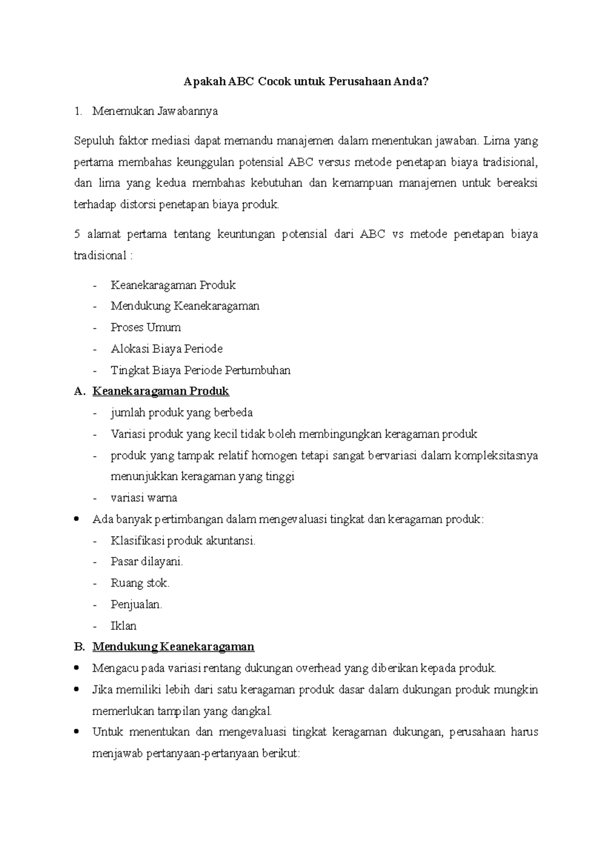 Apakah Activity Based Costing (ABC) Cocok untuk Perusahaan Anda ...