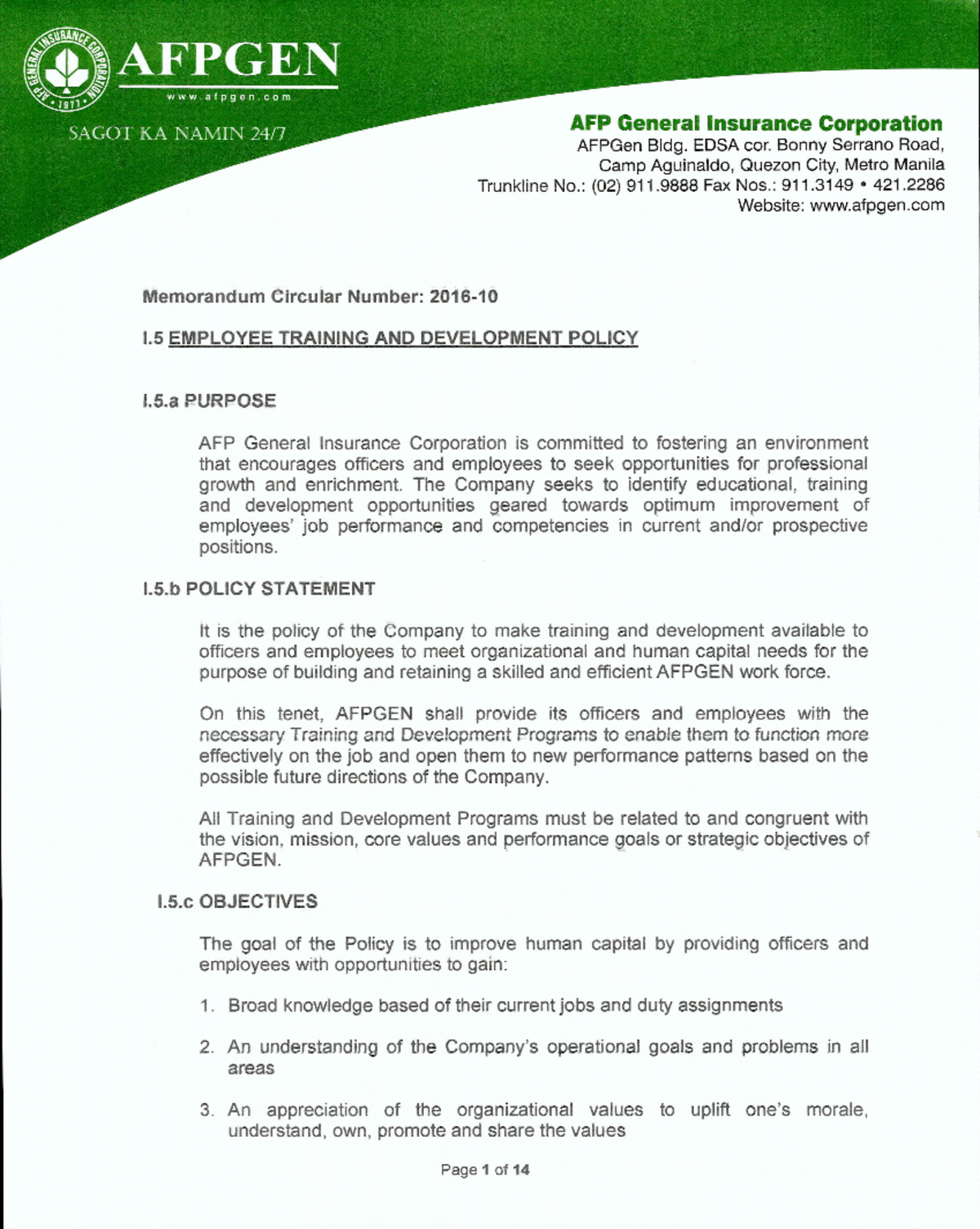 Employee Training and Development Policy - BS Psychology - Studocu