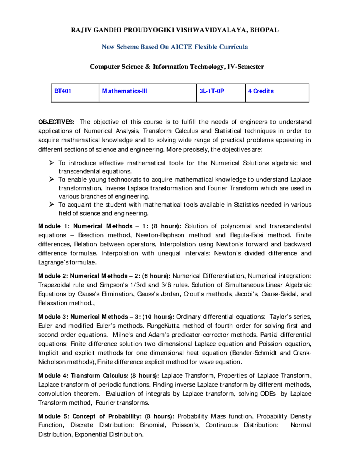 Frm download file - RAJIV GANDHI PROUDYOGIKI VISHWAVIDYALAYA, BHOPAL New Scheme Based On AICTE ...