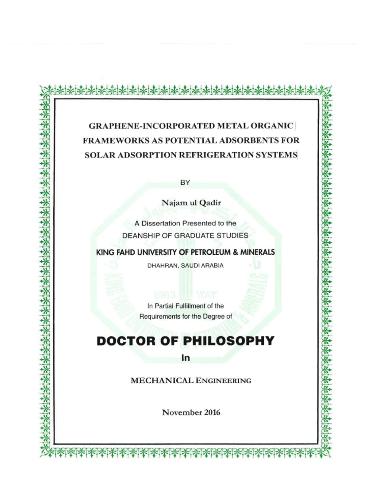 Ph D dissertation write-up - iv Dedicated to my beloved Khala Khala Hameeda Dedicated to my ...