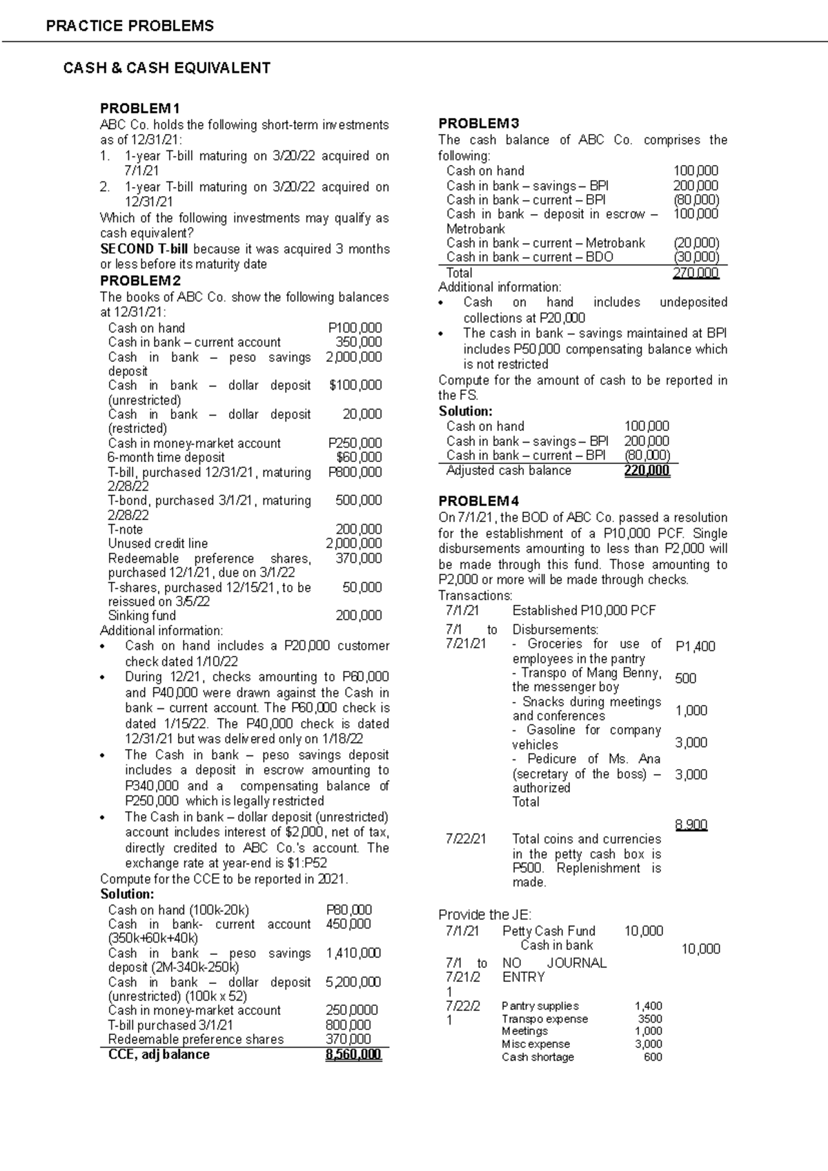 IA111111111111111 - PROBLEM 1 ABC Co. holds the following short-term investments as of 12/31/21 ...
