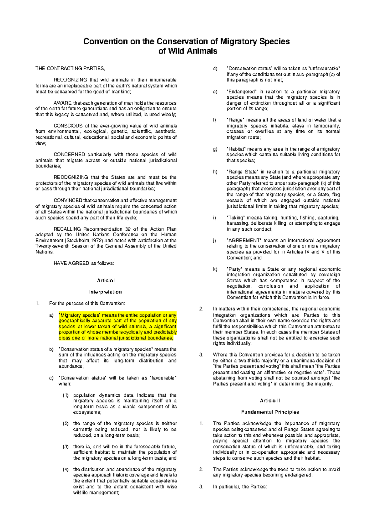 CMS - Output - Convention on the Conservation of Migratory Species of ...
