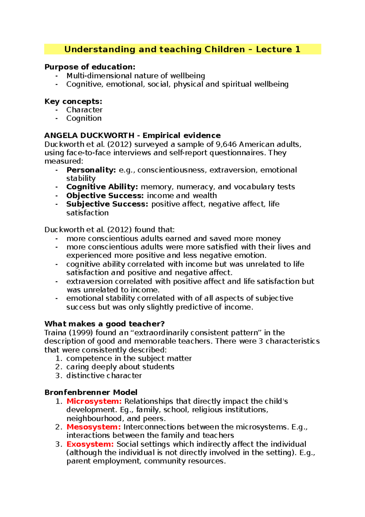 Understanding and Teaching Children - Week 1 - Understanding and ...