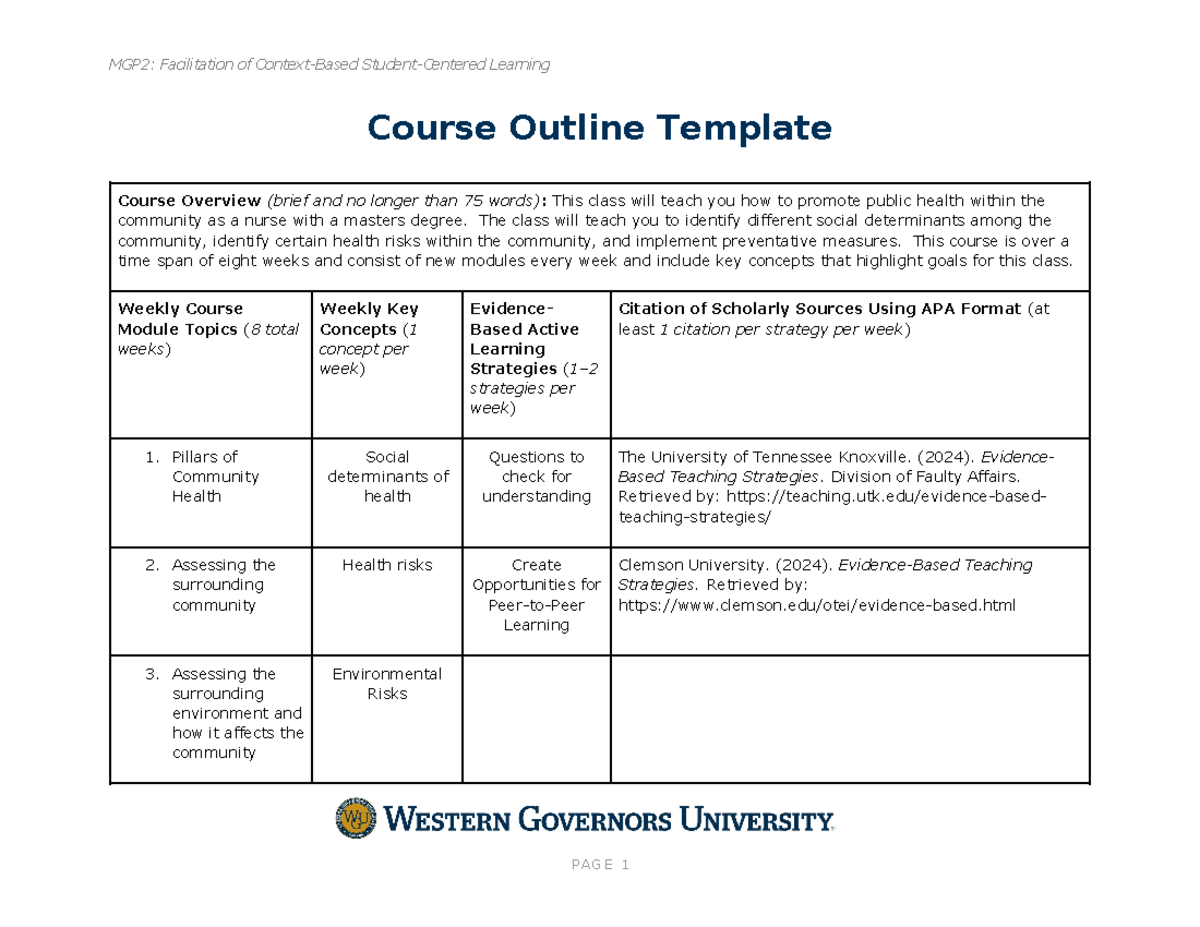 0408 919 course outline - MGP2: Facilitation of Context-Based Student ...