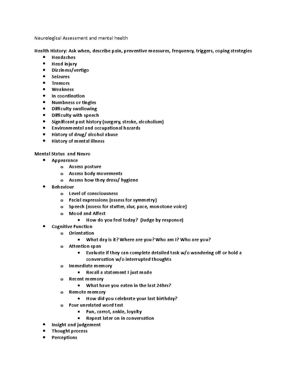 Neuro and Mental status examination - Neurological Assessment and ...