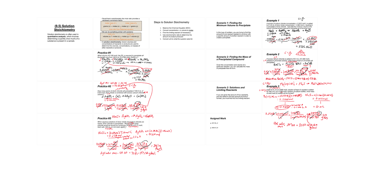 9.5 Stoichiometry of Solutions Whiteboard Answers - Studocu