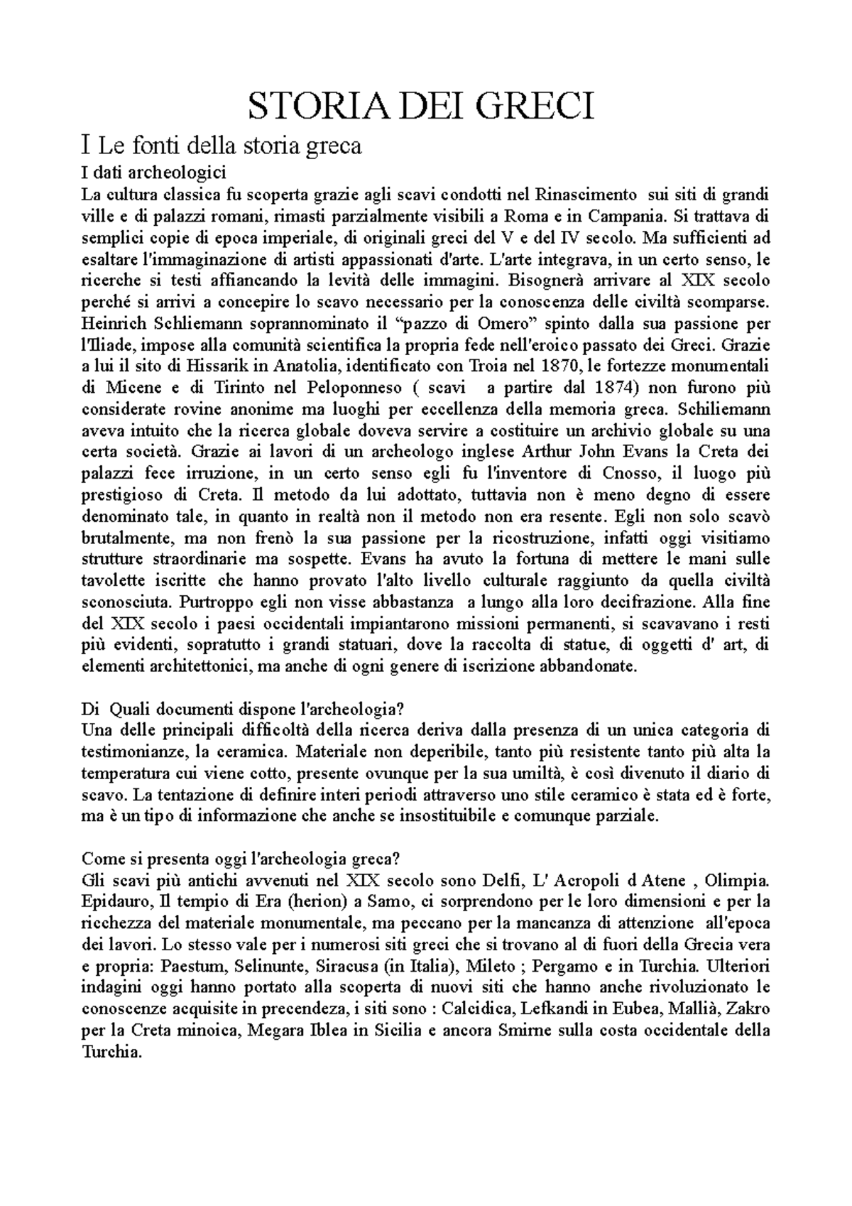 Storia dei greci mosse - STORIA DEI GRECI I Le fonti della storia greca ...