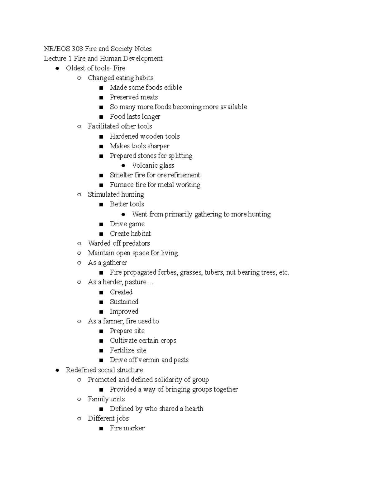 NR EOS 308 Fire and Society Notes 1-12 - NR/EOS 308 Fire and Society ...