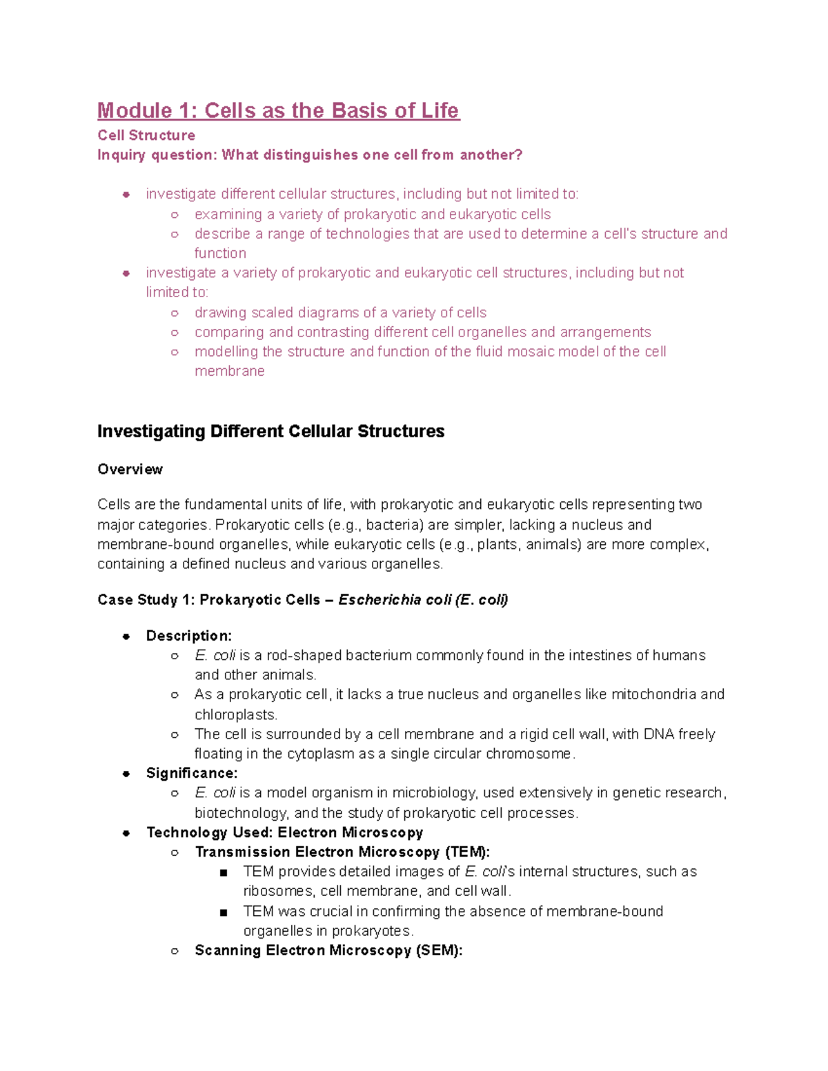 Mod 1 - Comprehensive study notes of all dot points including diagrams ...