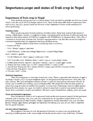 Fruit and plantation crops - Importance,scope and status of fruit crop in Nepal Importance of ...