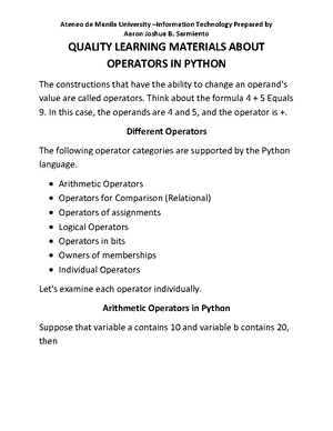 Quality Learning Materials About Syntax in Python - QUALITY LEARNING MATERIALS ABOUT SYNTAX IN ...