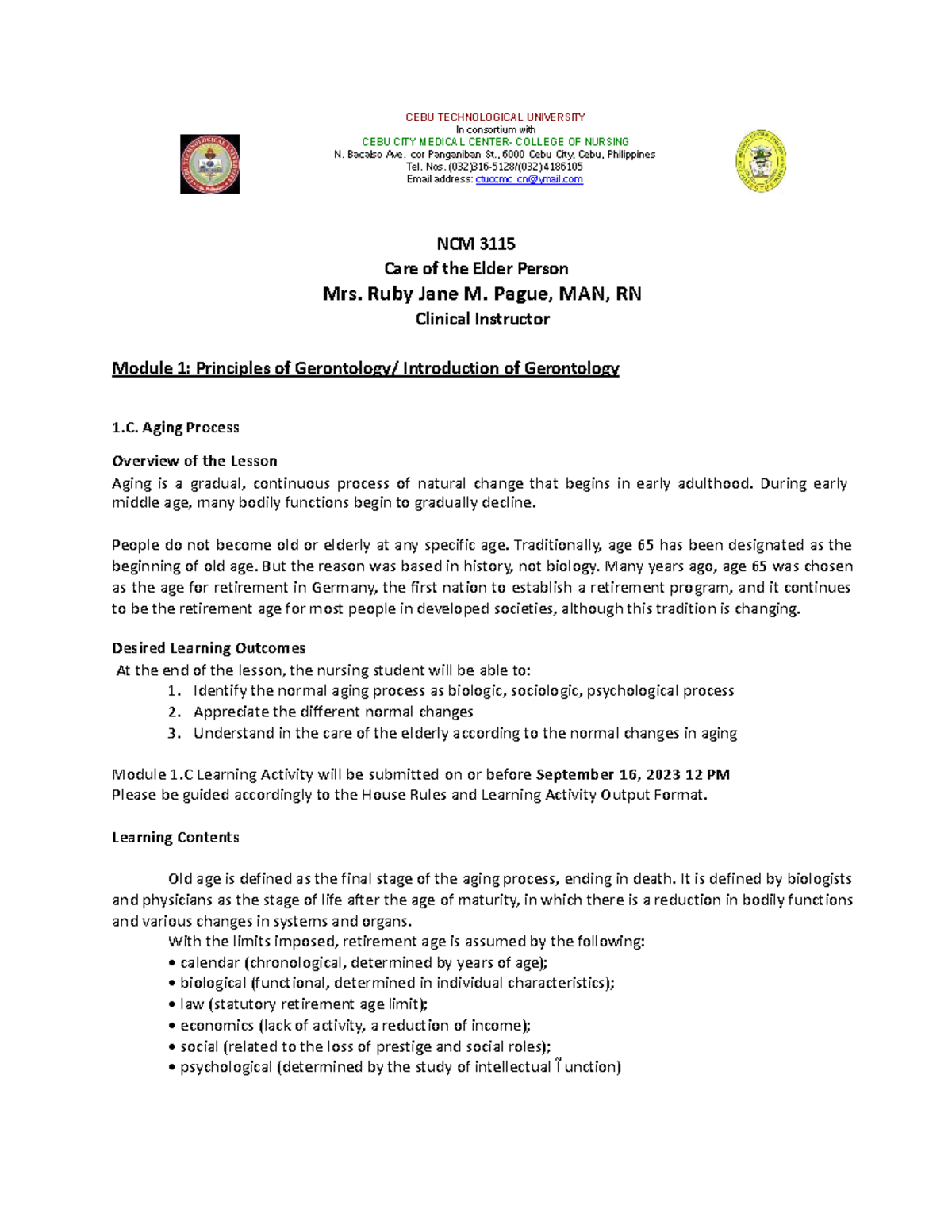 Geron- 3 - Senior Citizen Act - CEBU TECHNOLOGICAL UNIVERSITY In ...