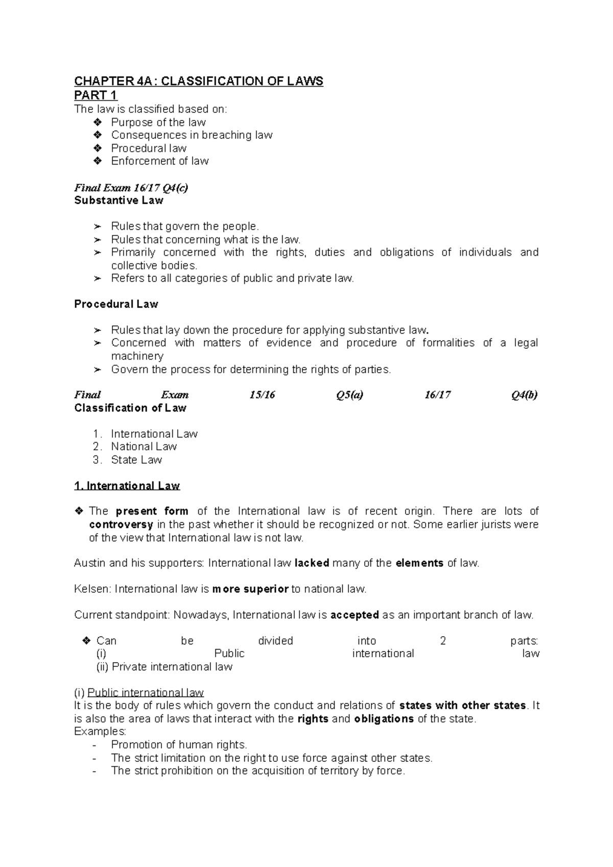 Chapter 4A - Classification of Laws - CHAPTER 4A: CLASSIFICATION OF ...