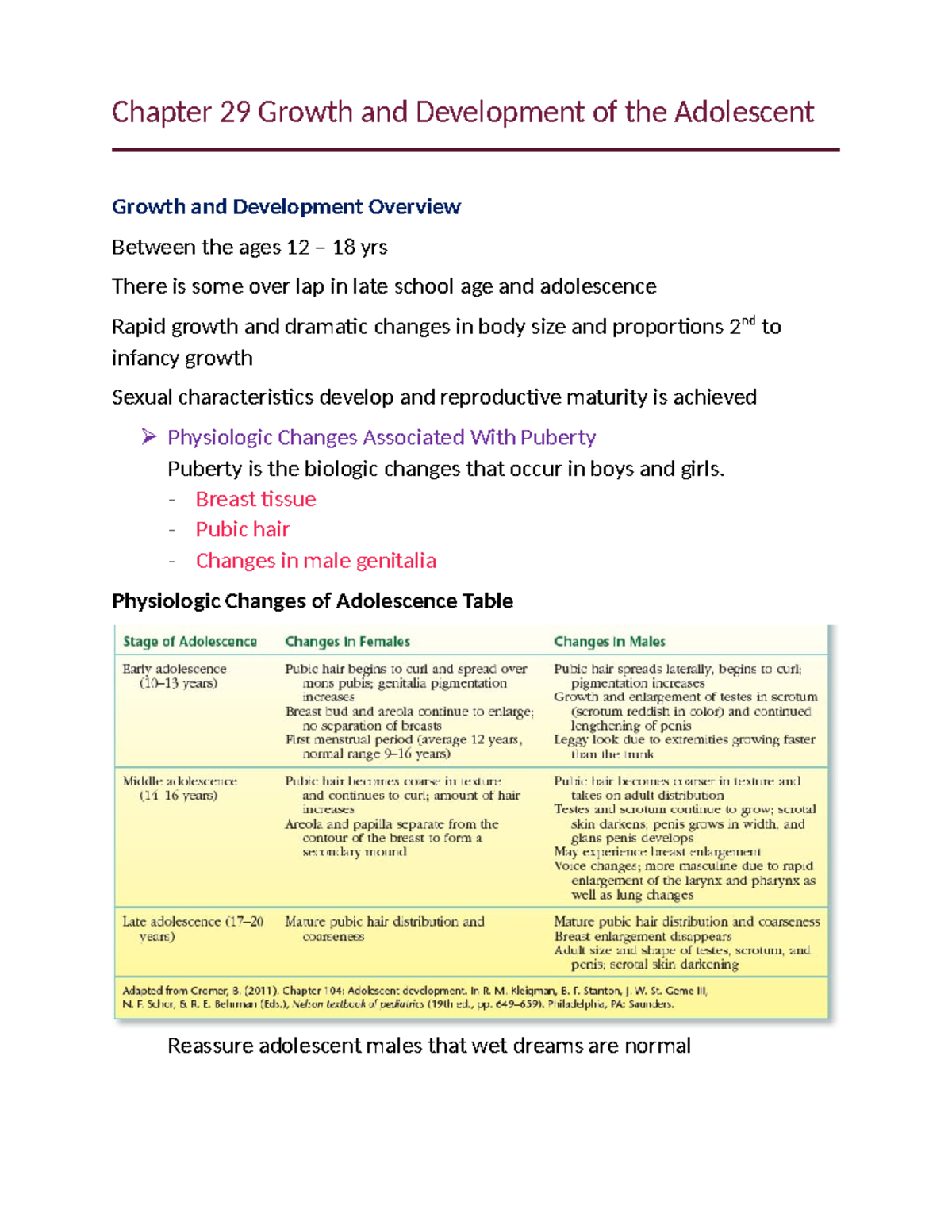 (3) Growth and Development of adolescent - Chapter 29 Growth and ...