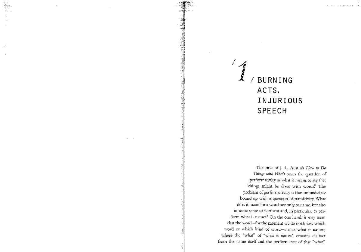 Judith Butler - Excitable Speech Texto - BURNING ACTS, INJURIOUS SPEECH ...