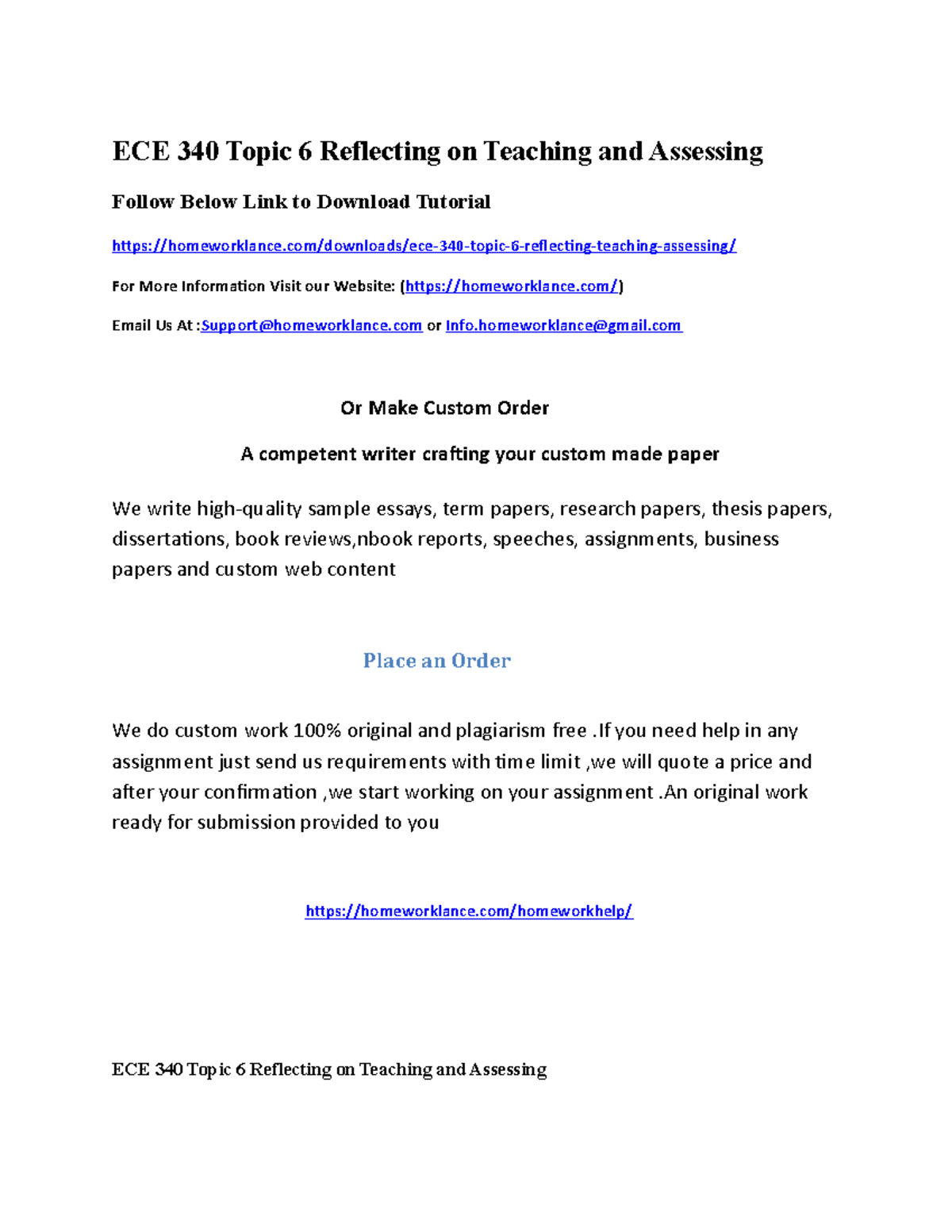 ECE 340 Topic 6 Reflecting on Teaching and Assessing - ECE 340 Topic 6 ...