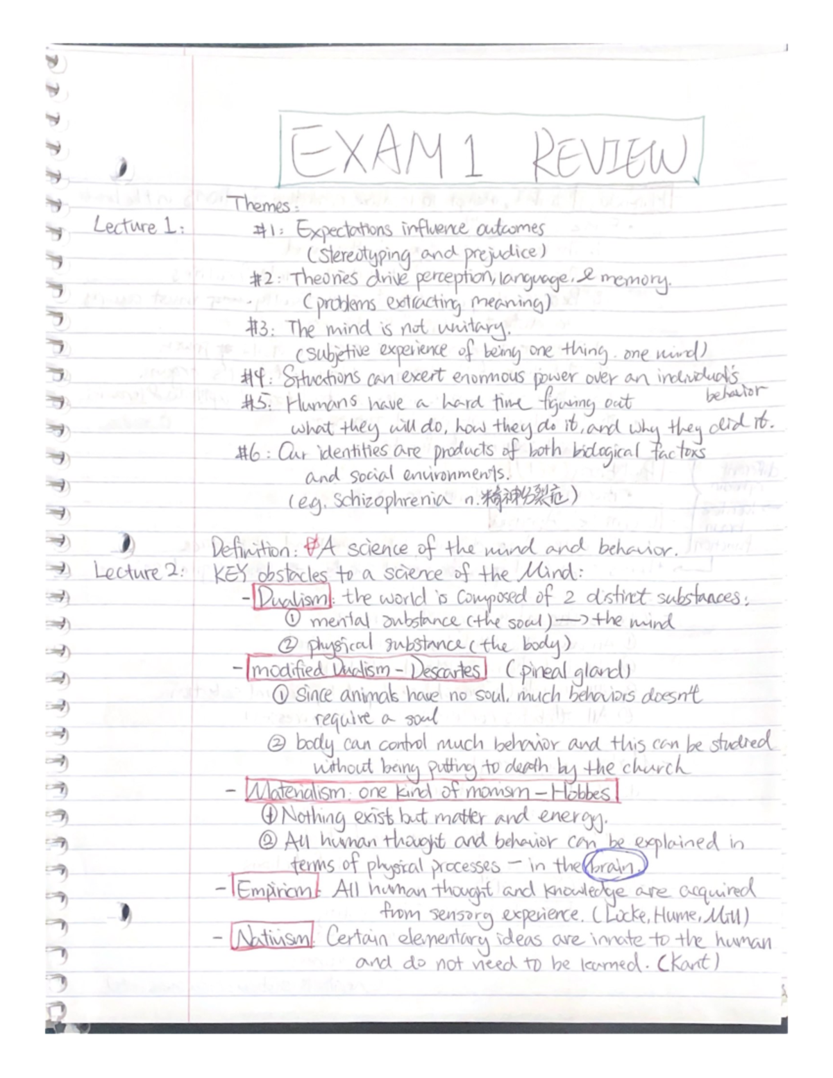 EXAM1 - Study Notes for Exam 1 - PSYC 1010 - Studocu