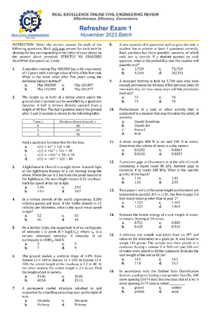 Refresher Exam 6 - dfgdfg - CE Major in Structural Engineering - Studocu