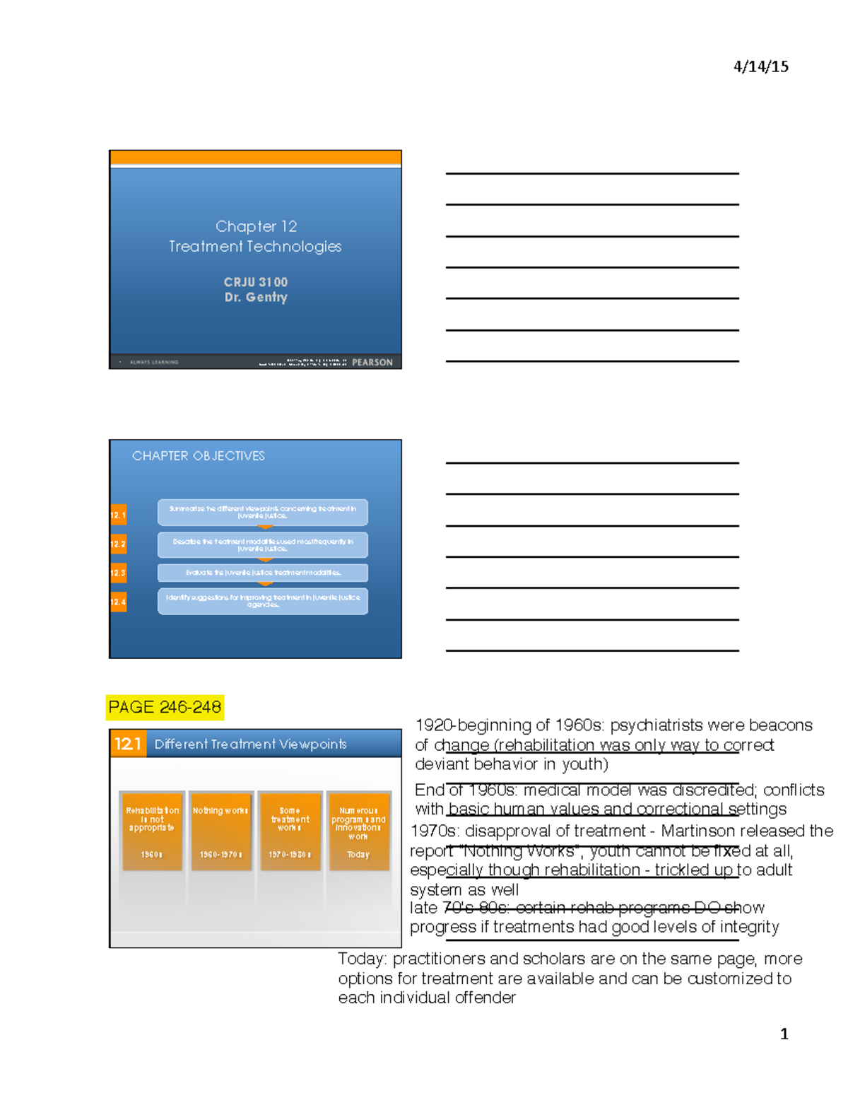 Chapter 12 - Lecture notes 12 - Chapter 12 Treatment Technologies CRJU ...
