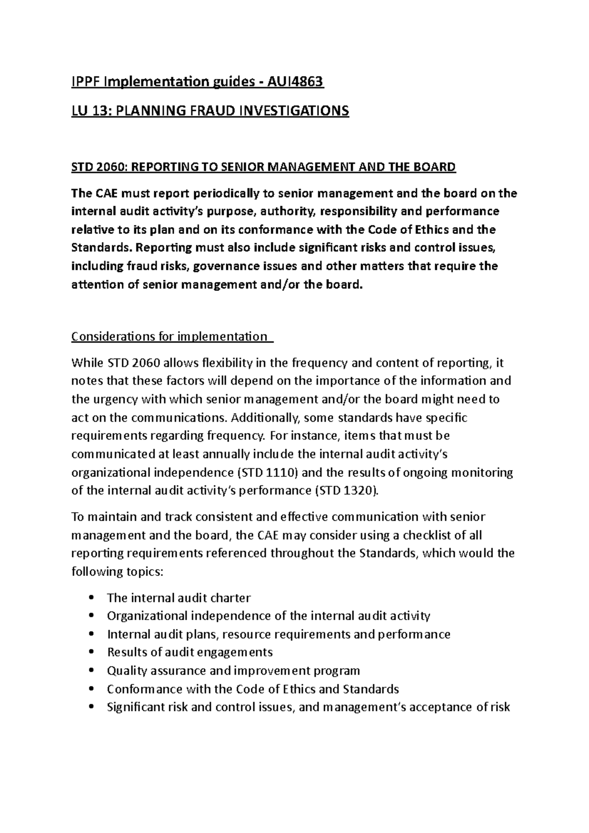 LU 13 - Summary of IPPF Framework as per LU. - IPPF Implementation ...