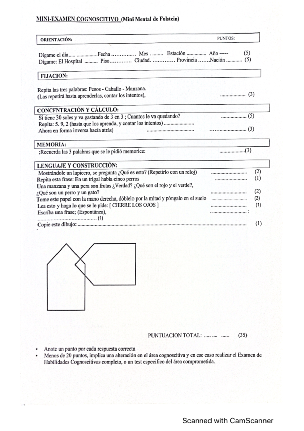 Folstein - evaluación - Psicología Social Comunitaria - Studocu
