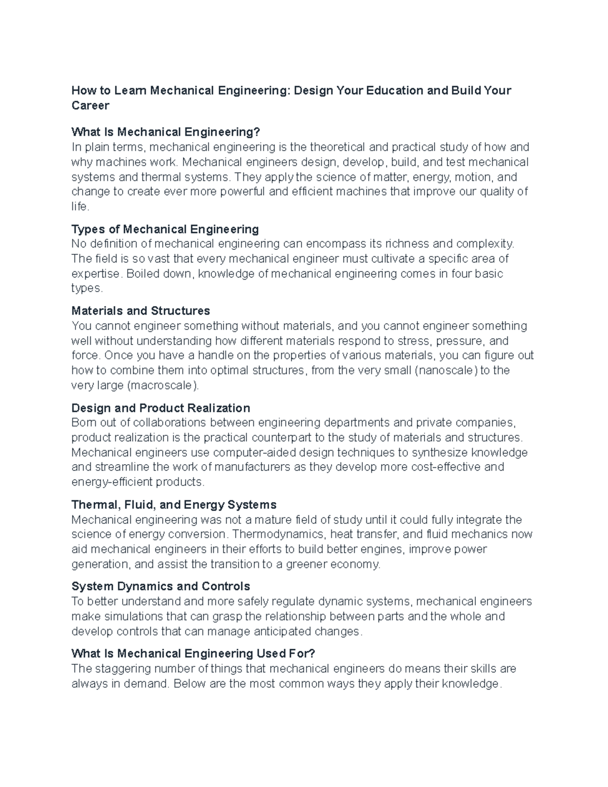 How to Learn Mechanical Engineering - Mechanical engineers design ...