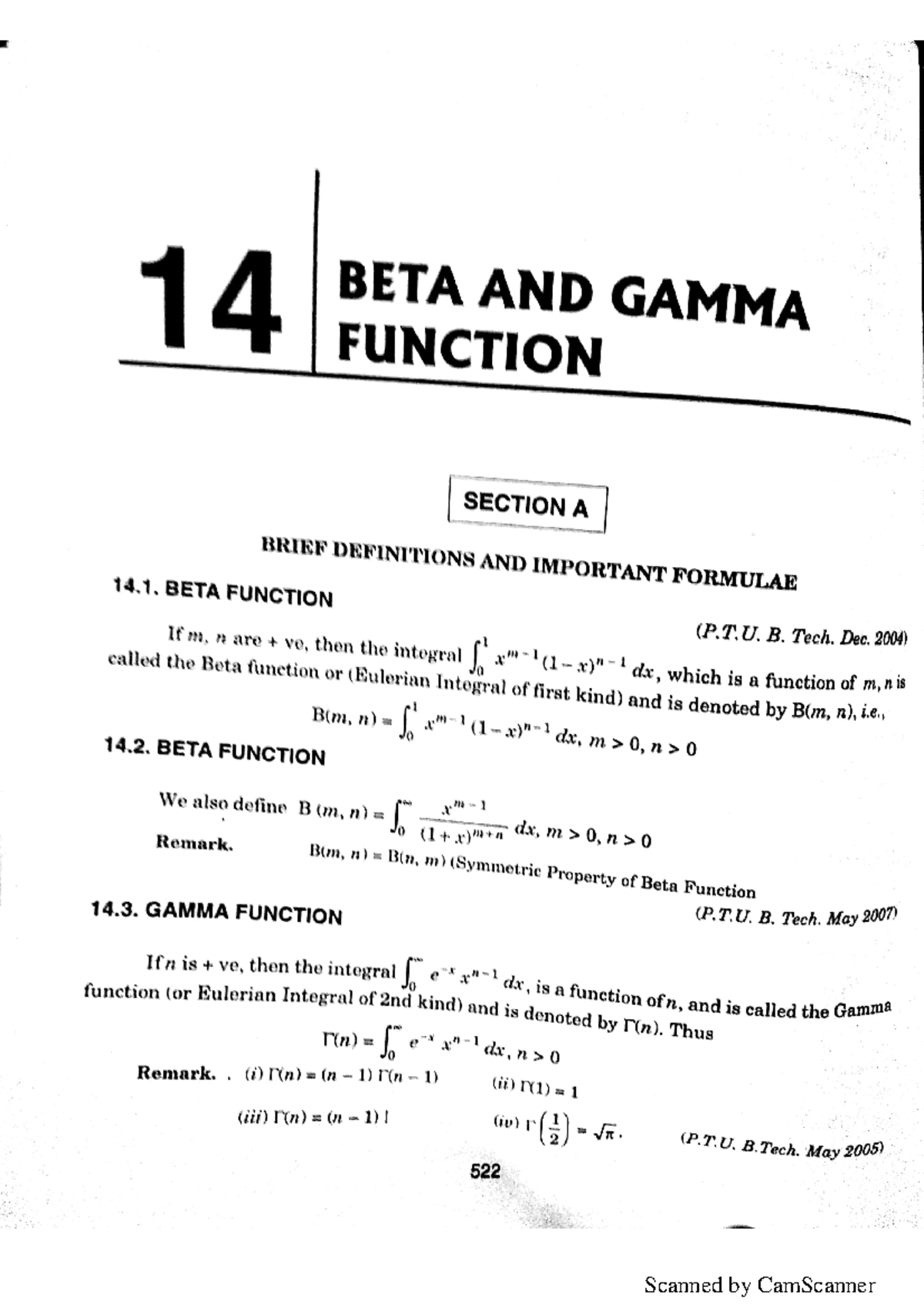 BETA AND Gamma Function 1SET SEM CSE NP BALI - Mathematics-I - Studocu