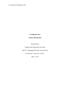 Module 2 Communication Template - MGT 550 Communications Template ...