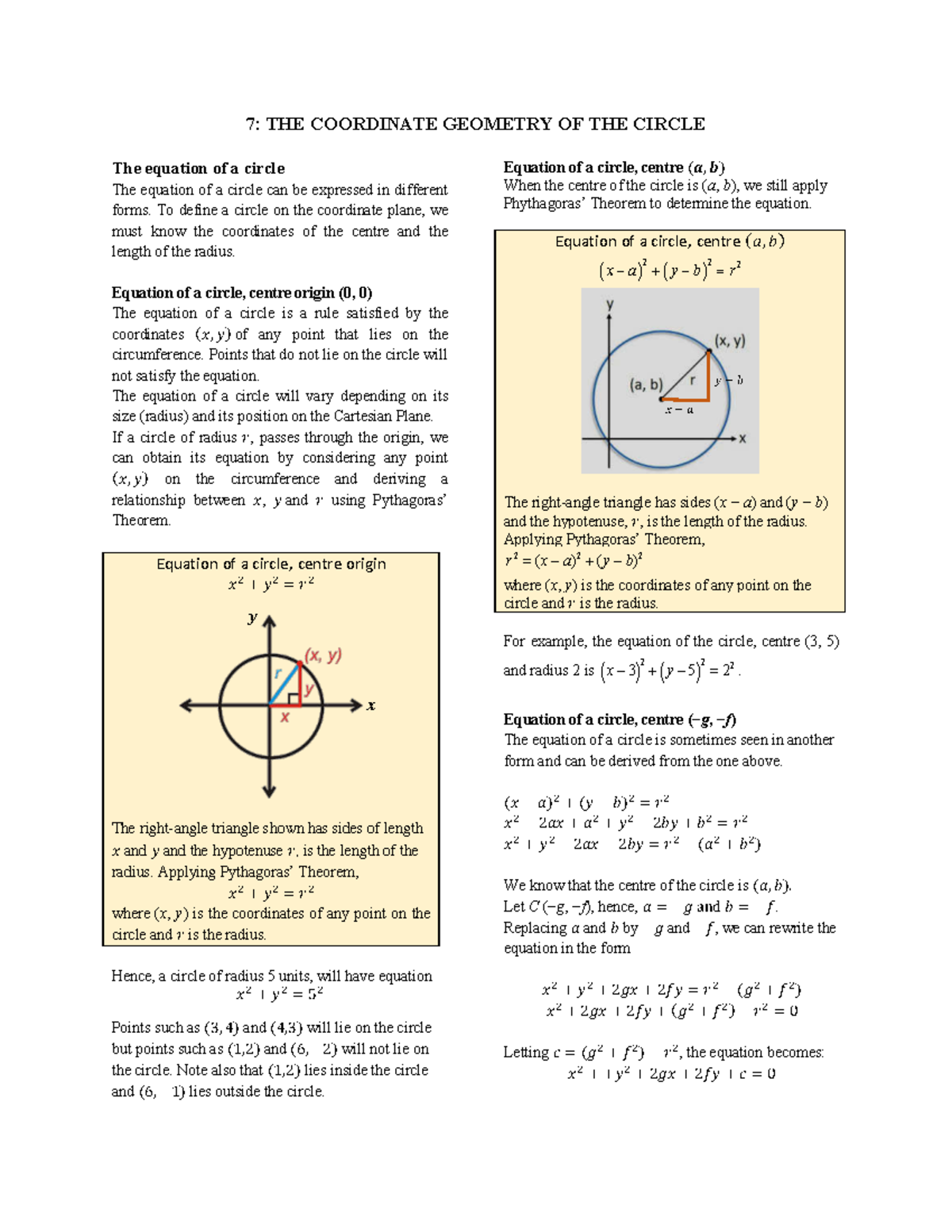 Coordinate Geometry of Circles - 7: THE COORDINATE GEOMETRY OF THE ...
