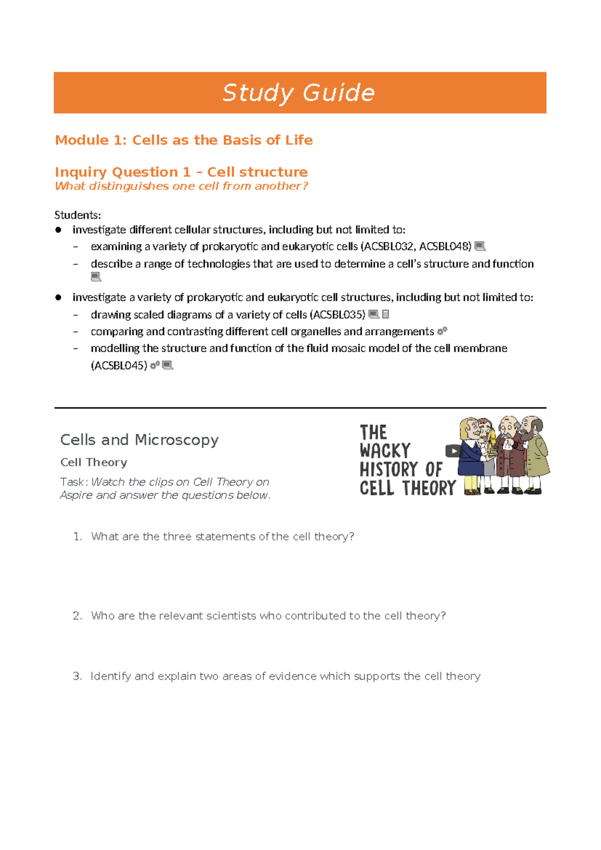 Module 1 IQ 1 Study Guide - Study Guide Module 1: Cells as the Basis of ...