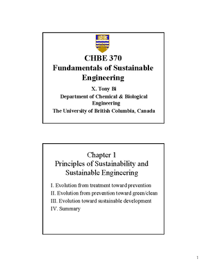 CHBE 370 - Assignment 1 - 2021 - CHBE 370. Sustainable Engineering ...