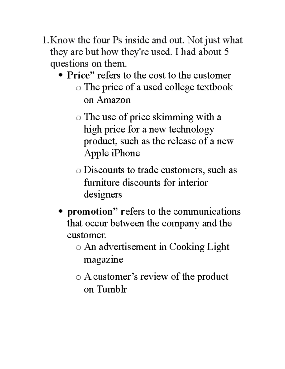 Know the four Ps inside and out - Not just what they are but how they ...