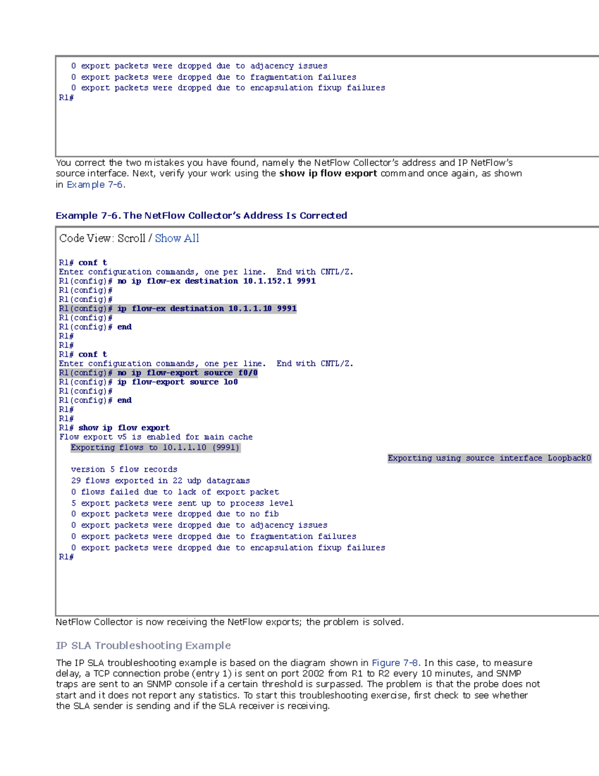 Troubleshooting and Maintaining Cisco IP Network - 0 export packets were dropped due to ...