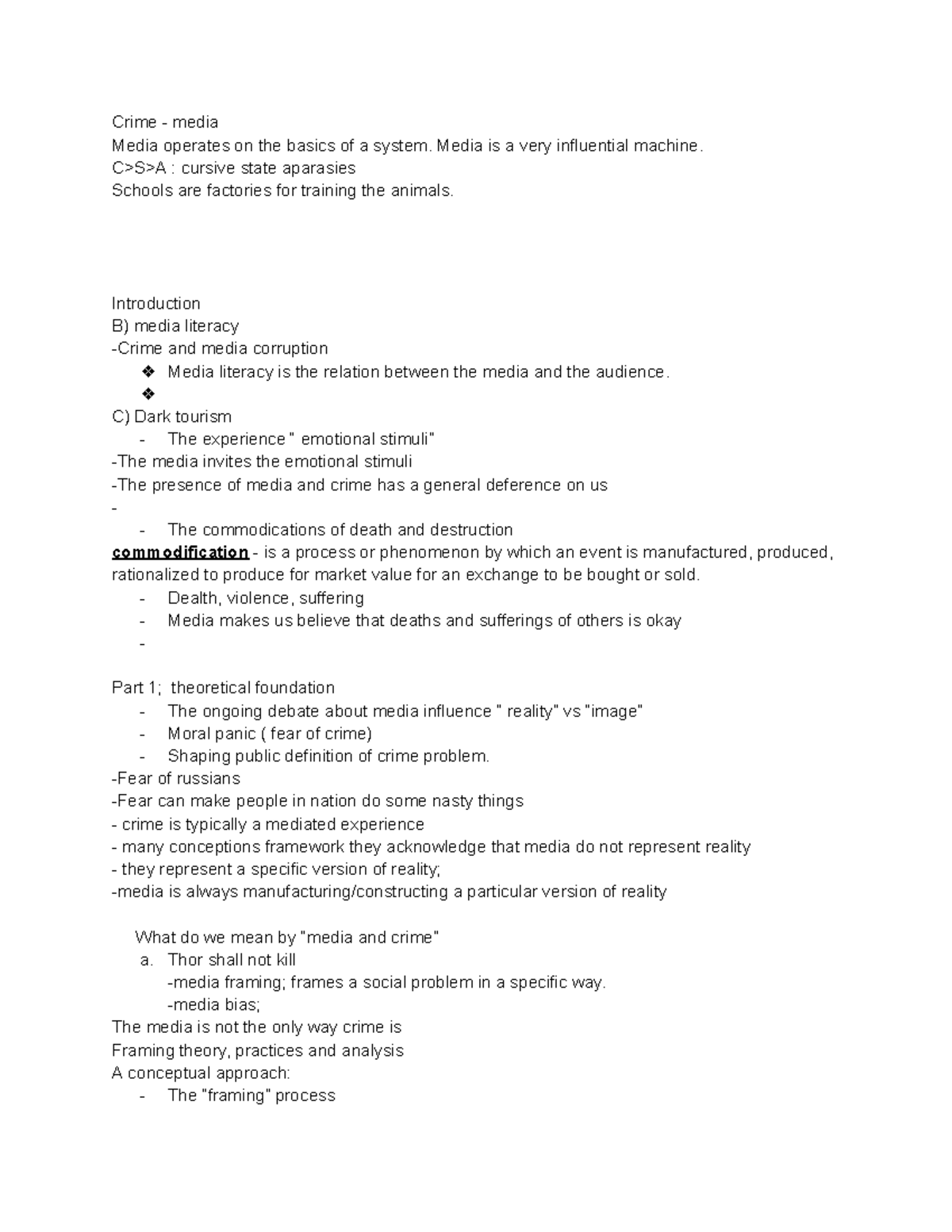 Crimes and media - The note will help in the class - Crime - media ...