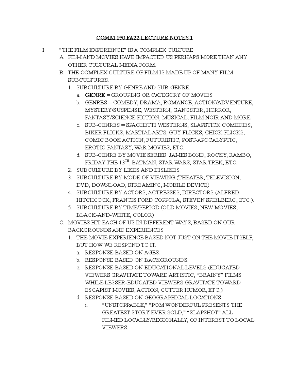 COMM 150 FA22 Lecture Notes August 22 - COMM 150 FA22 LECTURE NOTES 1 I ...