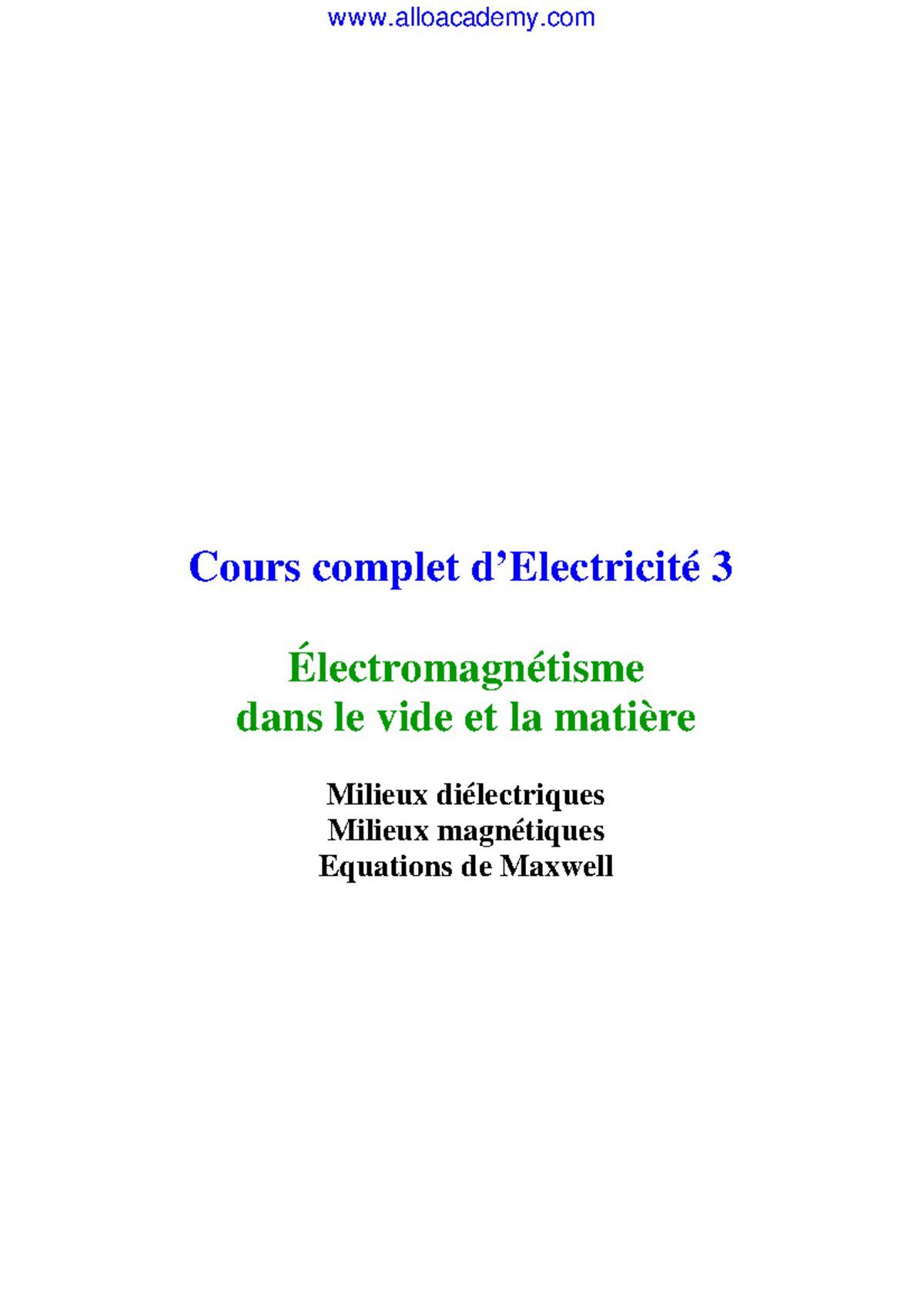 éléctricité 03 cours 01(www - Cours complet d’Electricité 3 ...