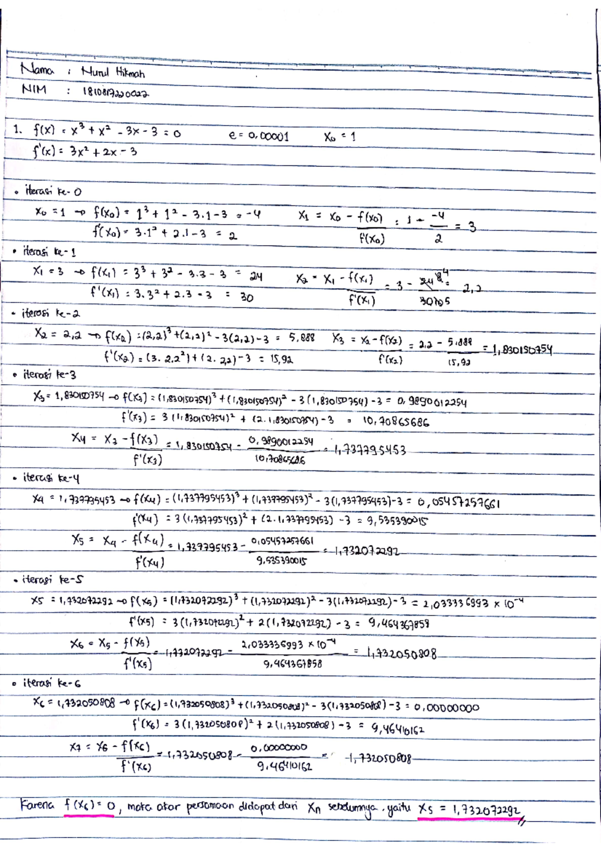 Tugas 9 Perhitungan Akar Persamaan dengan Iterasi - Metode Numerik ...