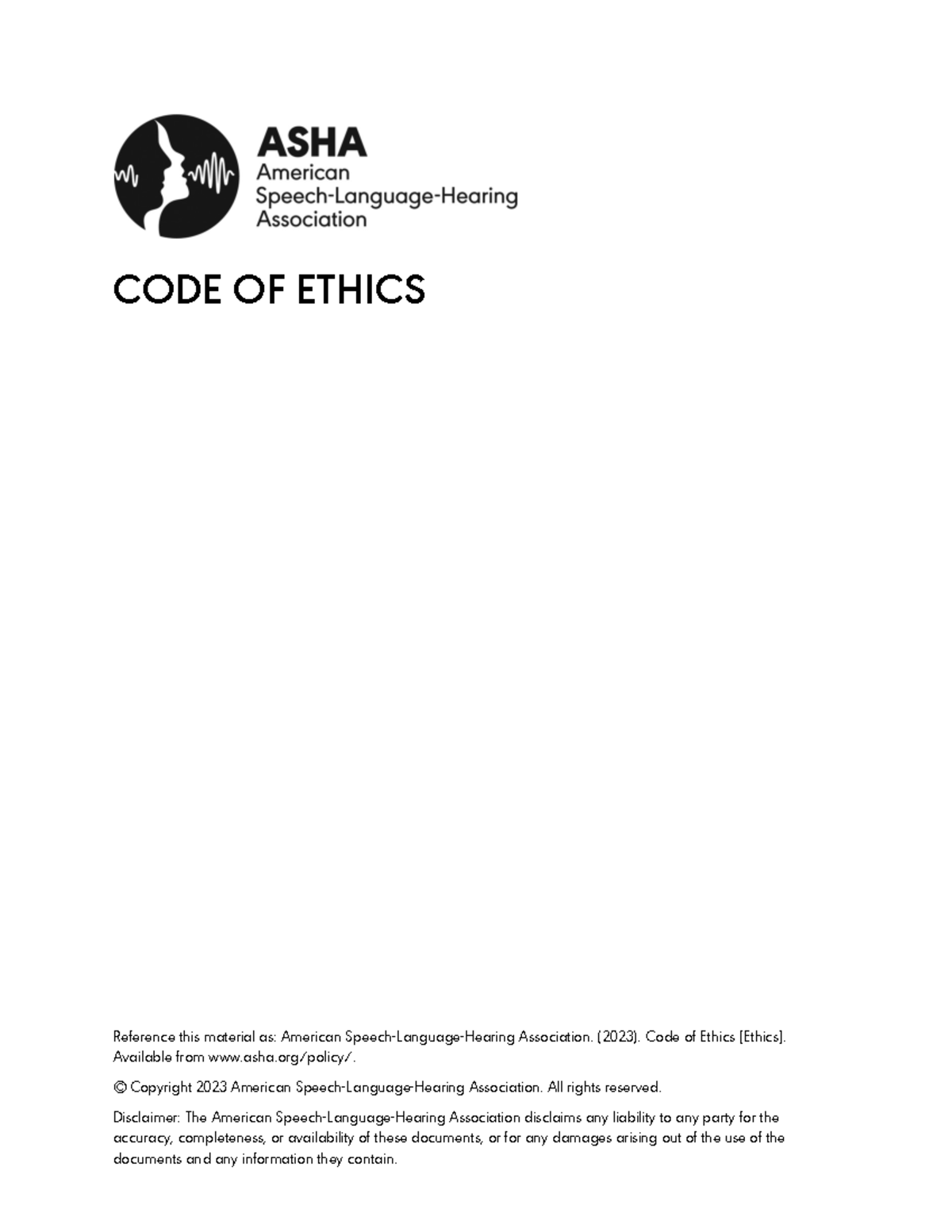 Code of ethics 2023 - code of conducts for speech language pathologist ...