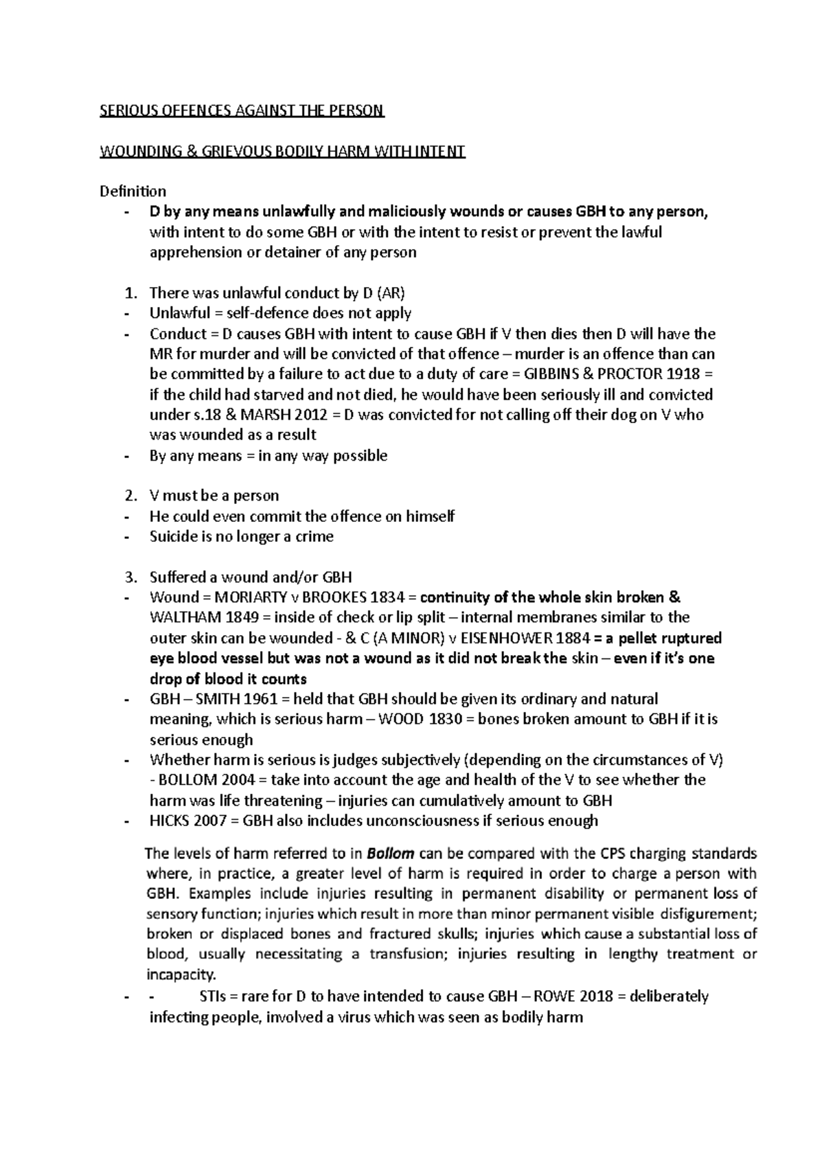 Serious Offences Against THE Person - SERIOUS OFFENCES AGAINST THE ...