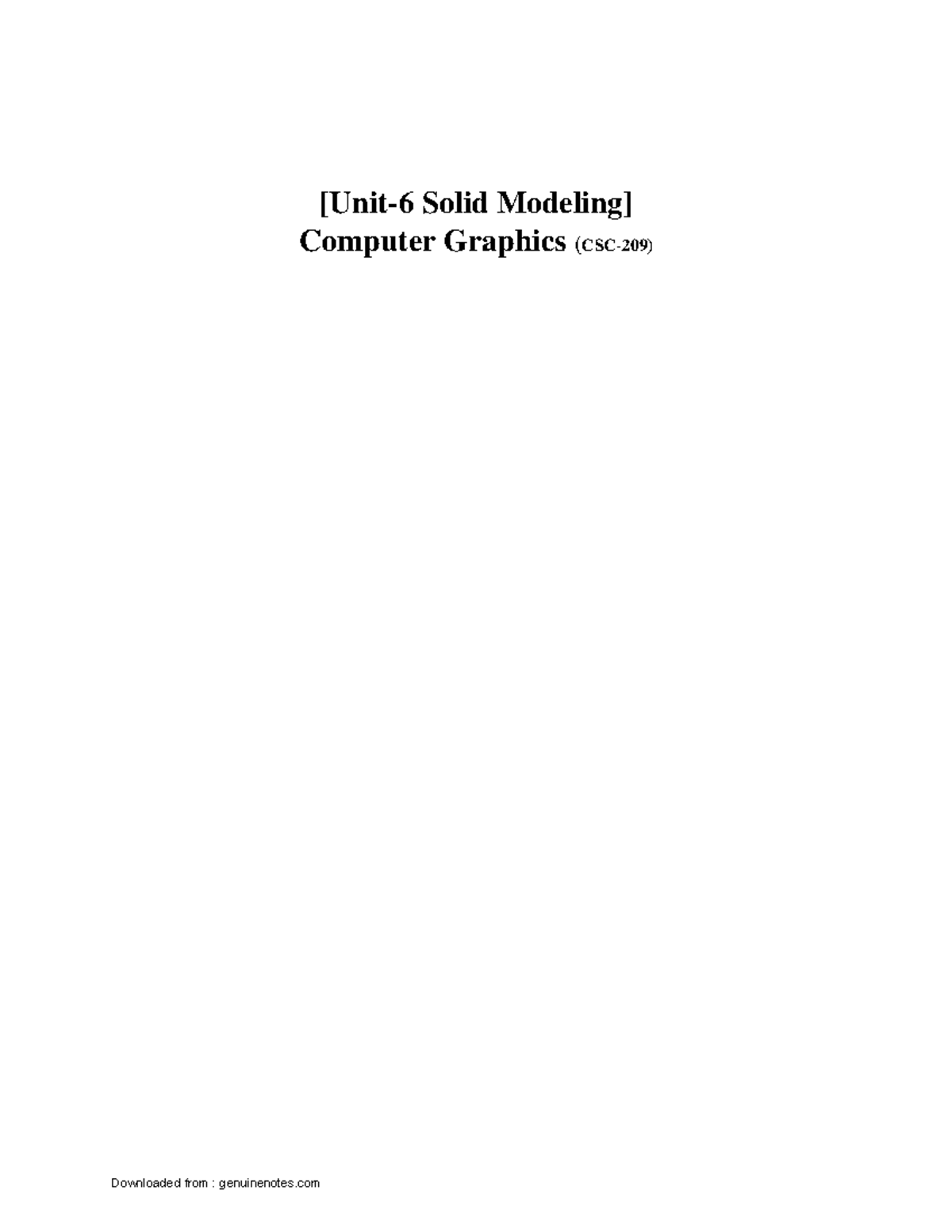 Unit 6 Solid Modeling - [Unit-6 Solid Modeling] Computer Graphics (CSC ...