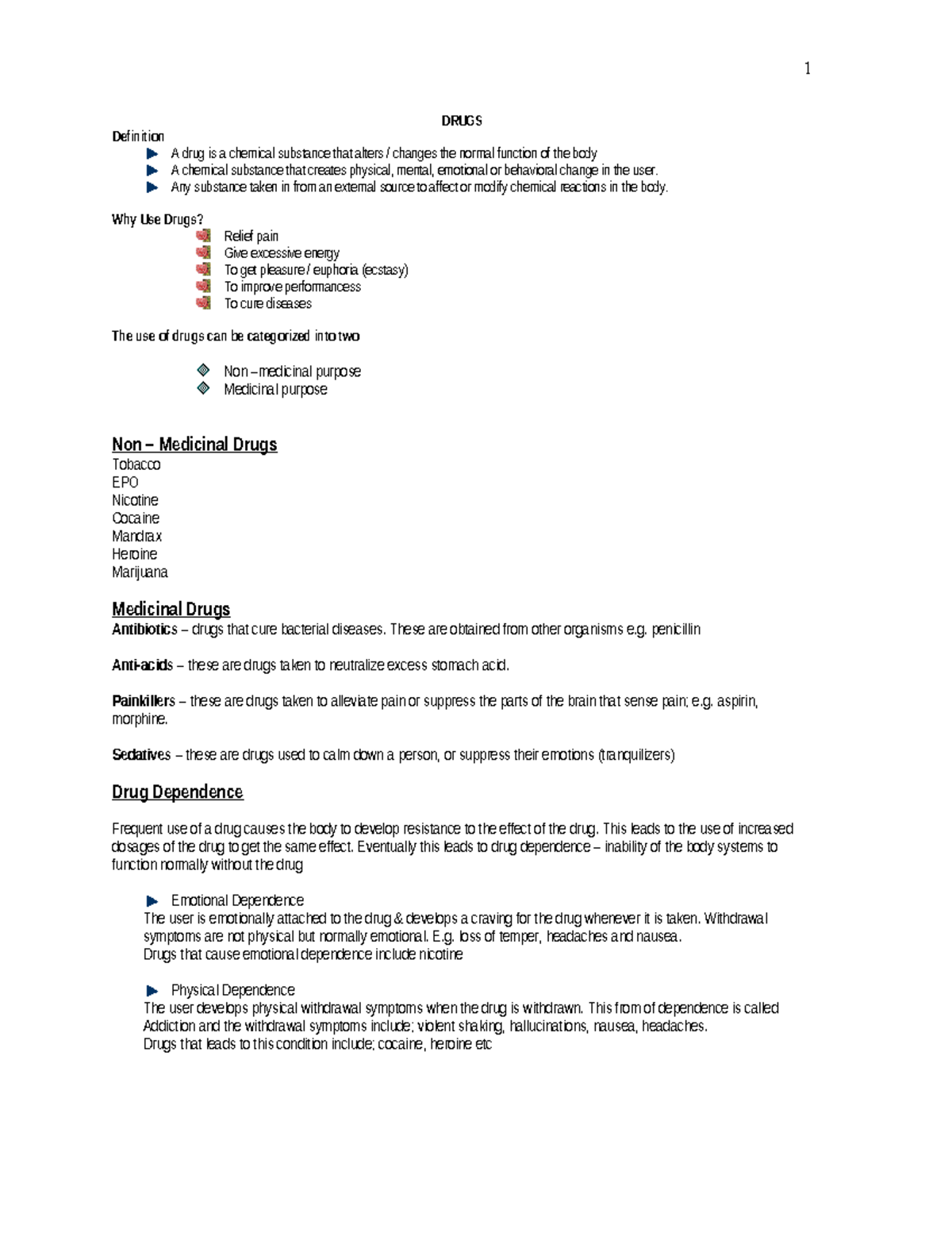 Drugs - nope - DRUGS Definition A drug is a chemical substance that ...