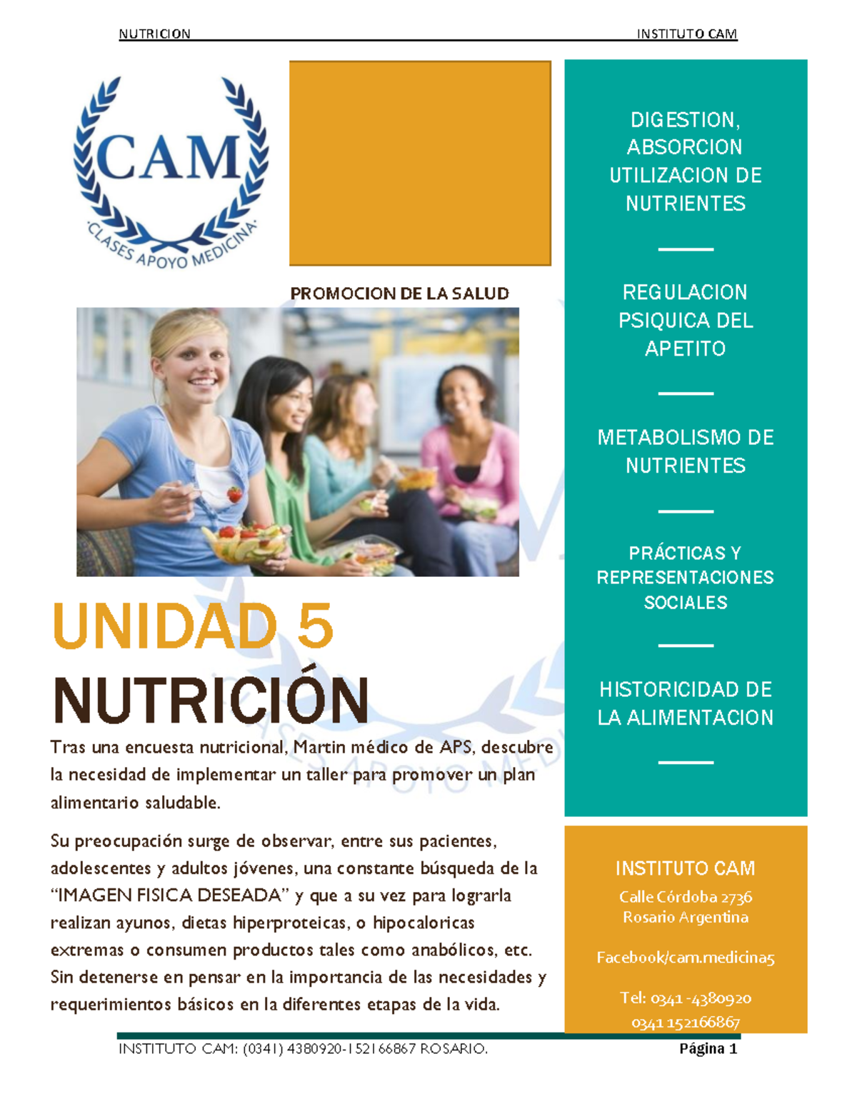 Nutrición UP 5-7 - ERWR - ####### PROMOCION DE LA SALUD UNIDAD 5 ...