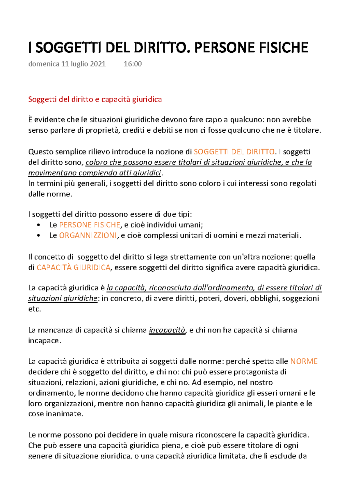 I Soggetti DEL Diritto. Persone Fisiche - Soggetti del diritto e ...
