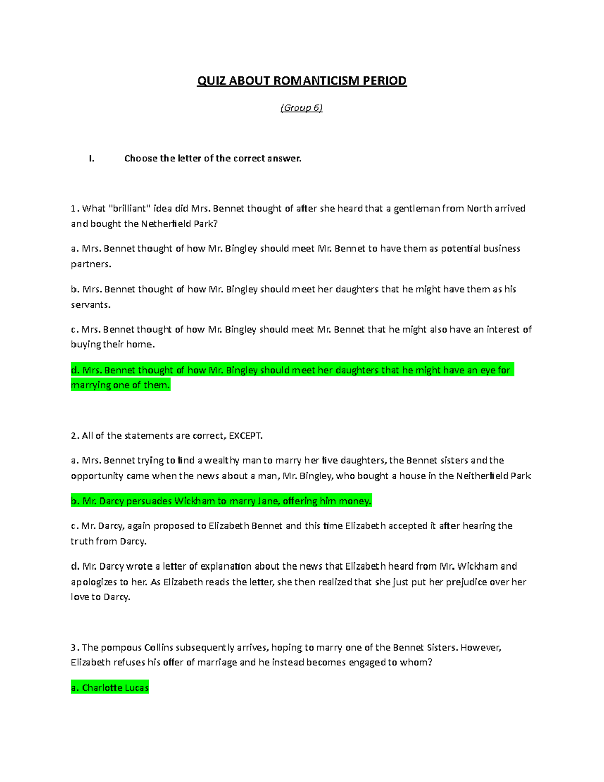 History of the Romanticism Period 123 - QUIZ ABOUT ROMANTICISM PERIOD ...