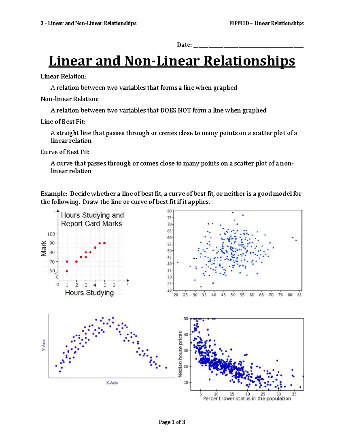 03 - Linear and Non-Linear Relationships - Draw the line or curve of ...