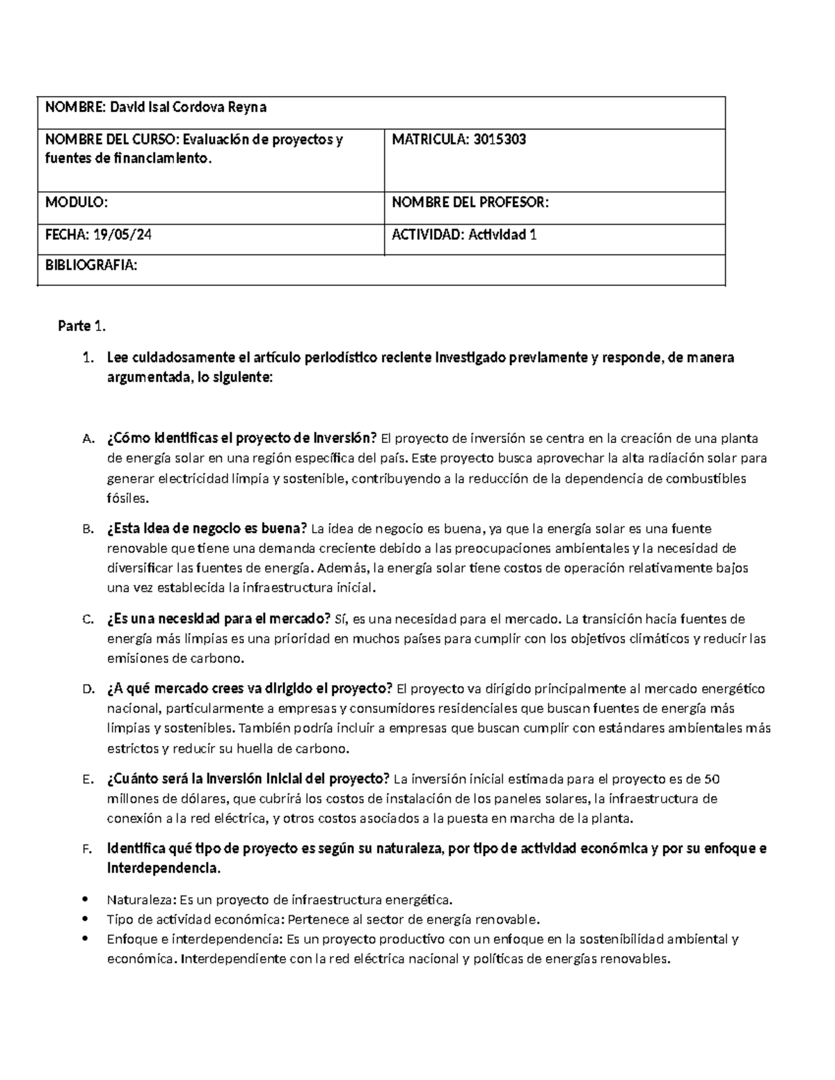 Act1 Epyfdf - mayo 2024 - NOMBRE: David Isai Cordova Reyna NOMBRE DEL CURSO: Evaluación de ...
