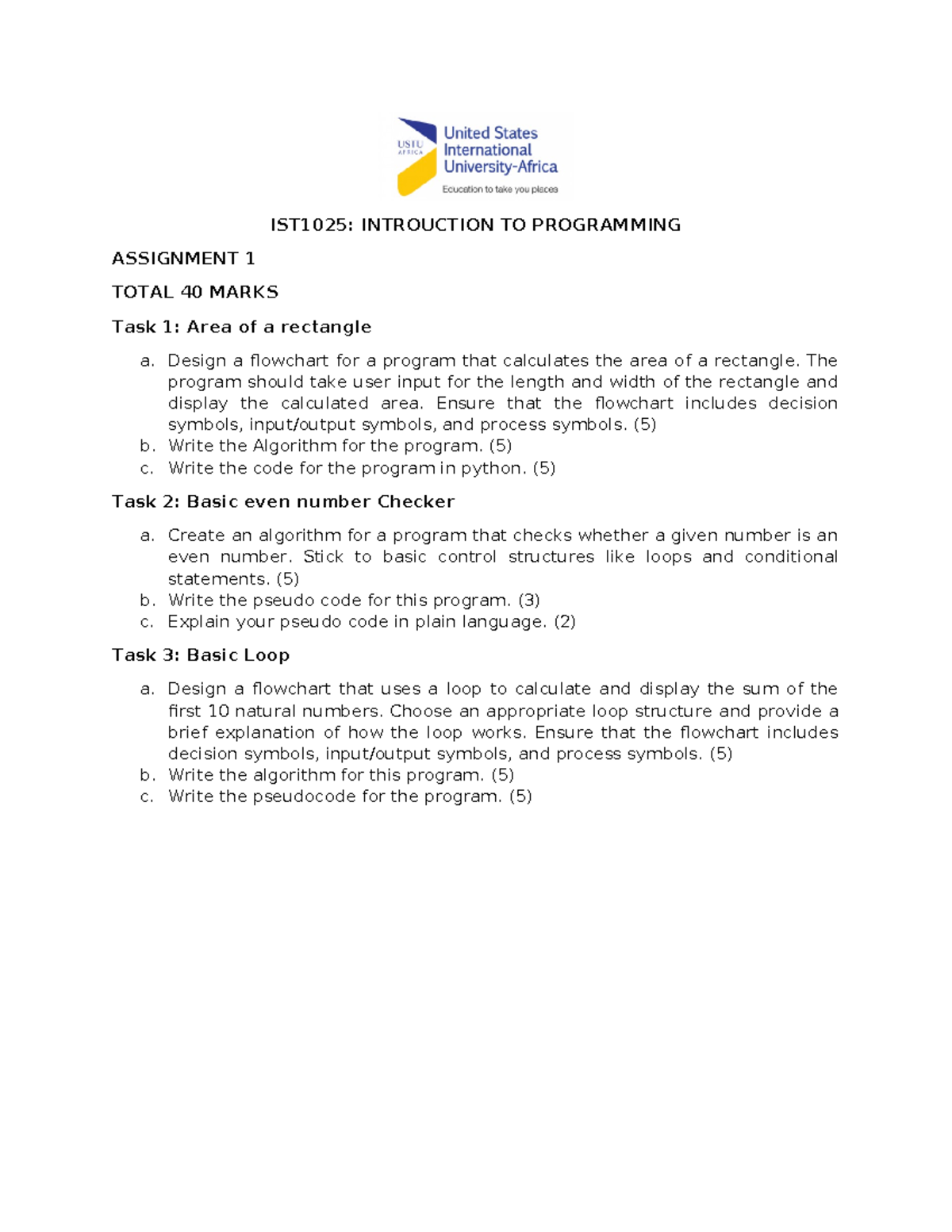 IST1025 A1(1) - practical - IST1025: INTROUCTION TO PROGRAMMING ...